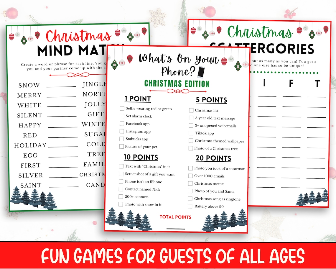 Printable Christmas Party Games 20 Christmas Games Bundle - Etsy