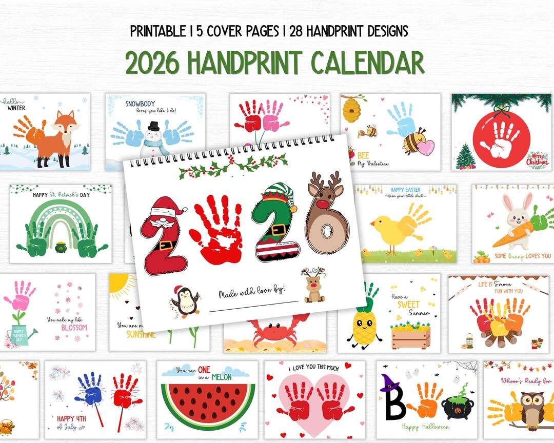 2026 Handprint Calendar Keepsake, Calendar Craft Gift From Kids ...