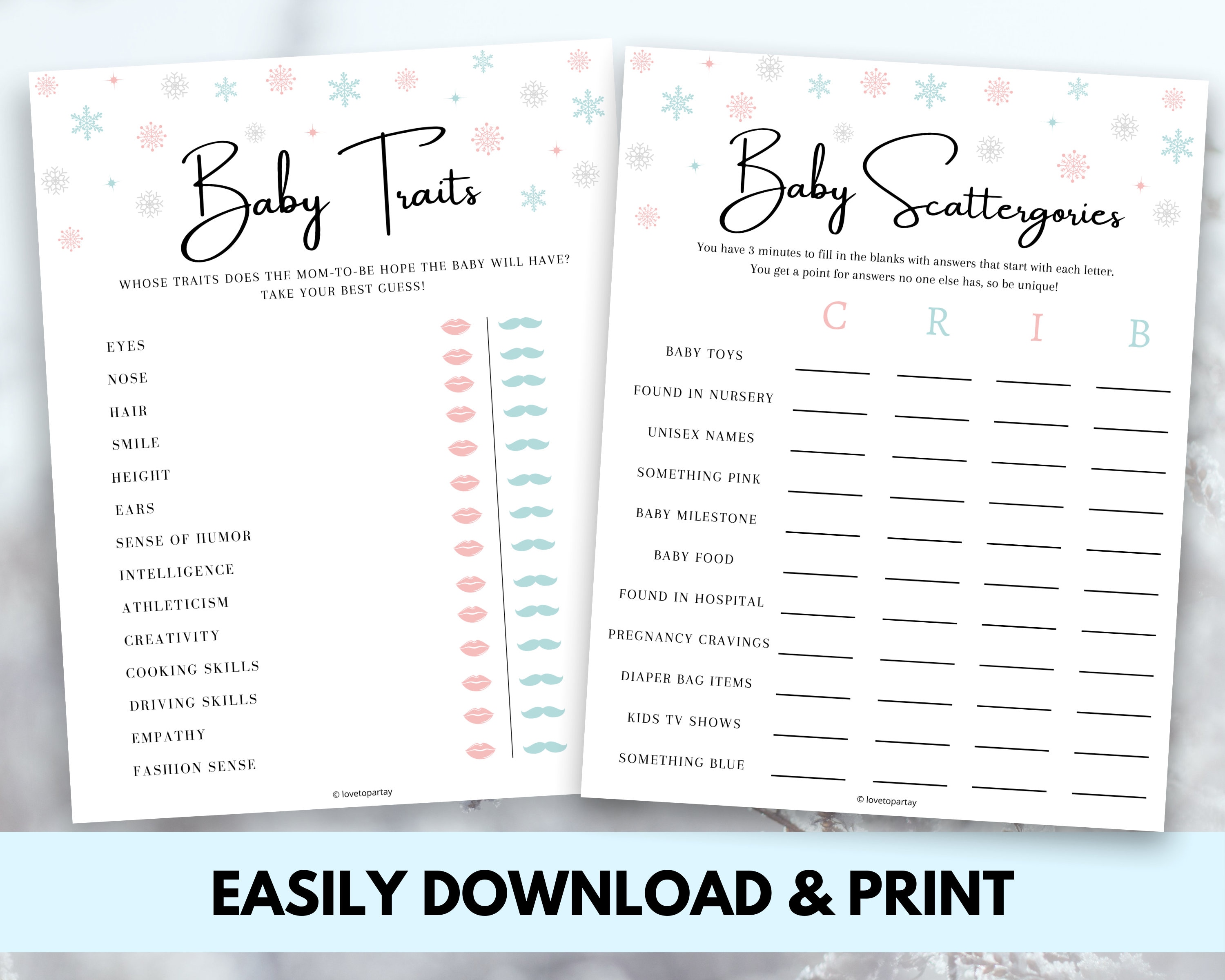 Winter Gender Reveal Games Winter Gender Reveal Bundle - Etsy