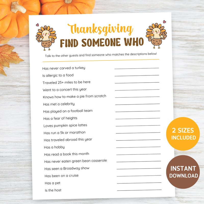 Thanksgiving Find the Guest - Etsy