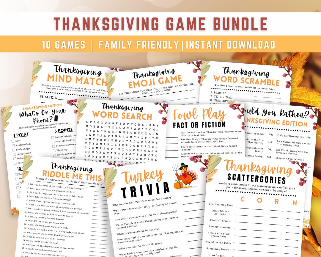 Thanksgiving Games for Family, Thanksgiving Activities, Family ...