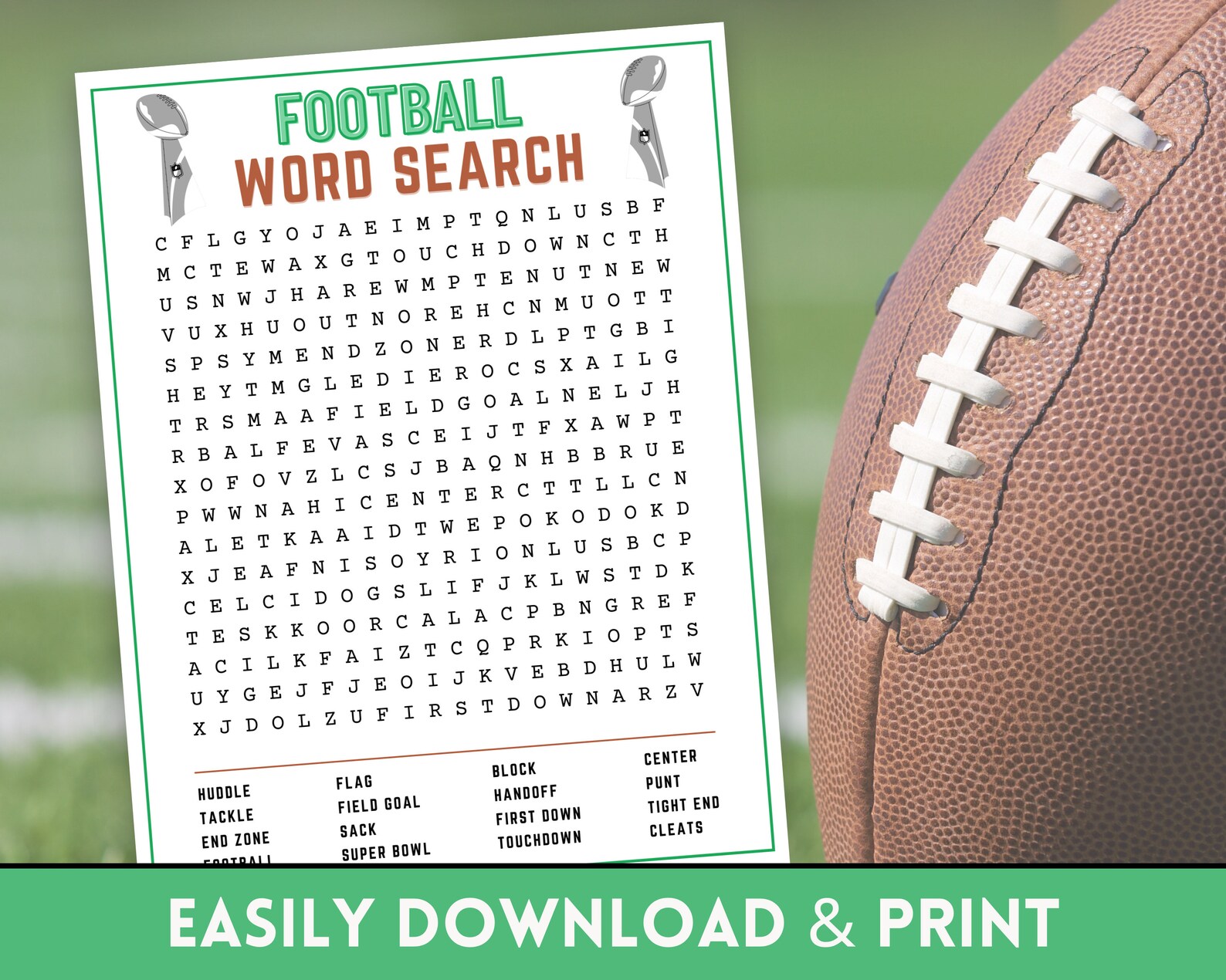Football Word Search Football Party Game Football Theme - Etsy