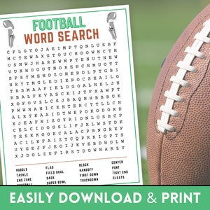 Football Word Search, Football Party Game, Football Theme Party ...