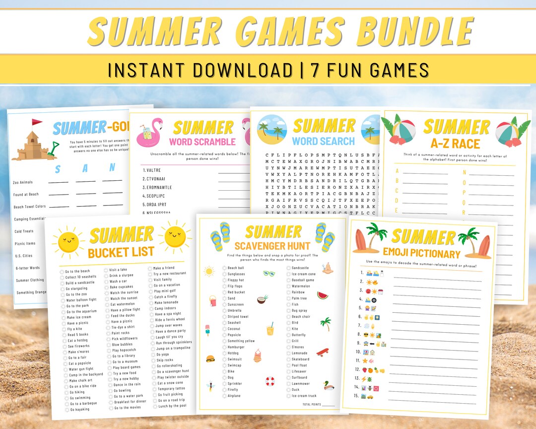 Summer Games Bundle, Summer Games Printable, Summer Activities Bundle ...