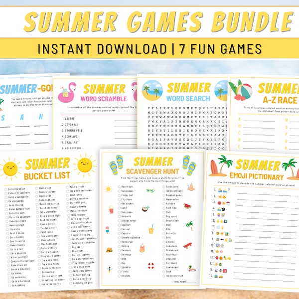 Summer Printable Games - Etsy