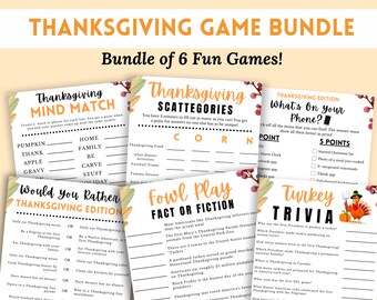 Thanksgiving Games Printable, Fall Party Games, Friendsgiving Party ...