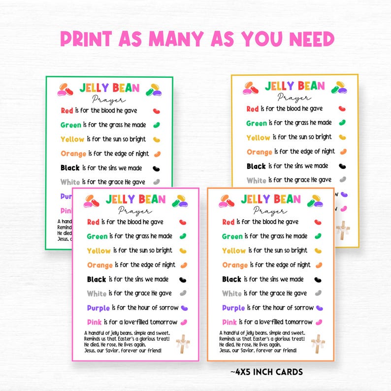 Jelly Bean Prayer Tag, Easter Jelly Bean Poem, Church Easter Favors ...
