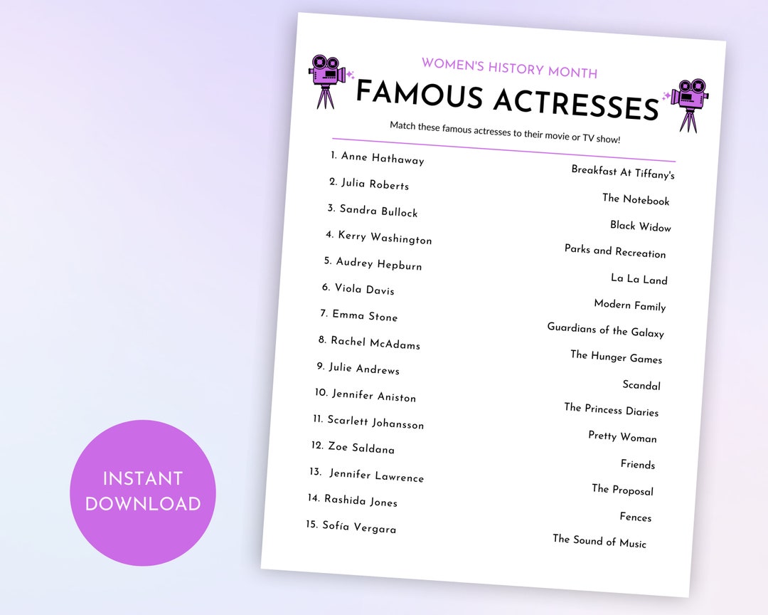 Women's History Month Game, Famous Actresses Game, International Women ...