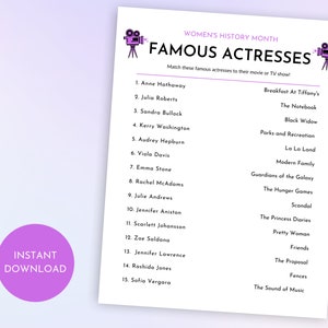 Women's History Month Game, Famous Actresses Game, International Women ...