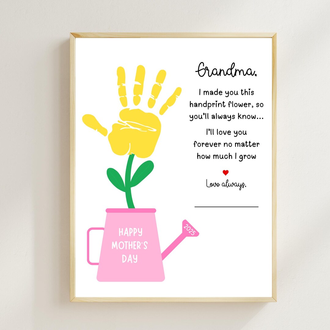 Manualidad con huella de mano para el Día de la Madre de la Abuela ...