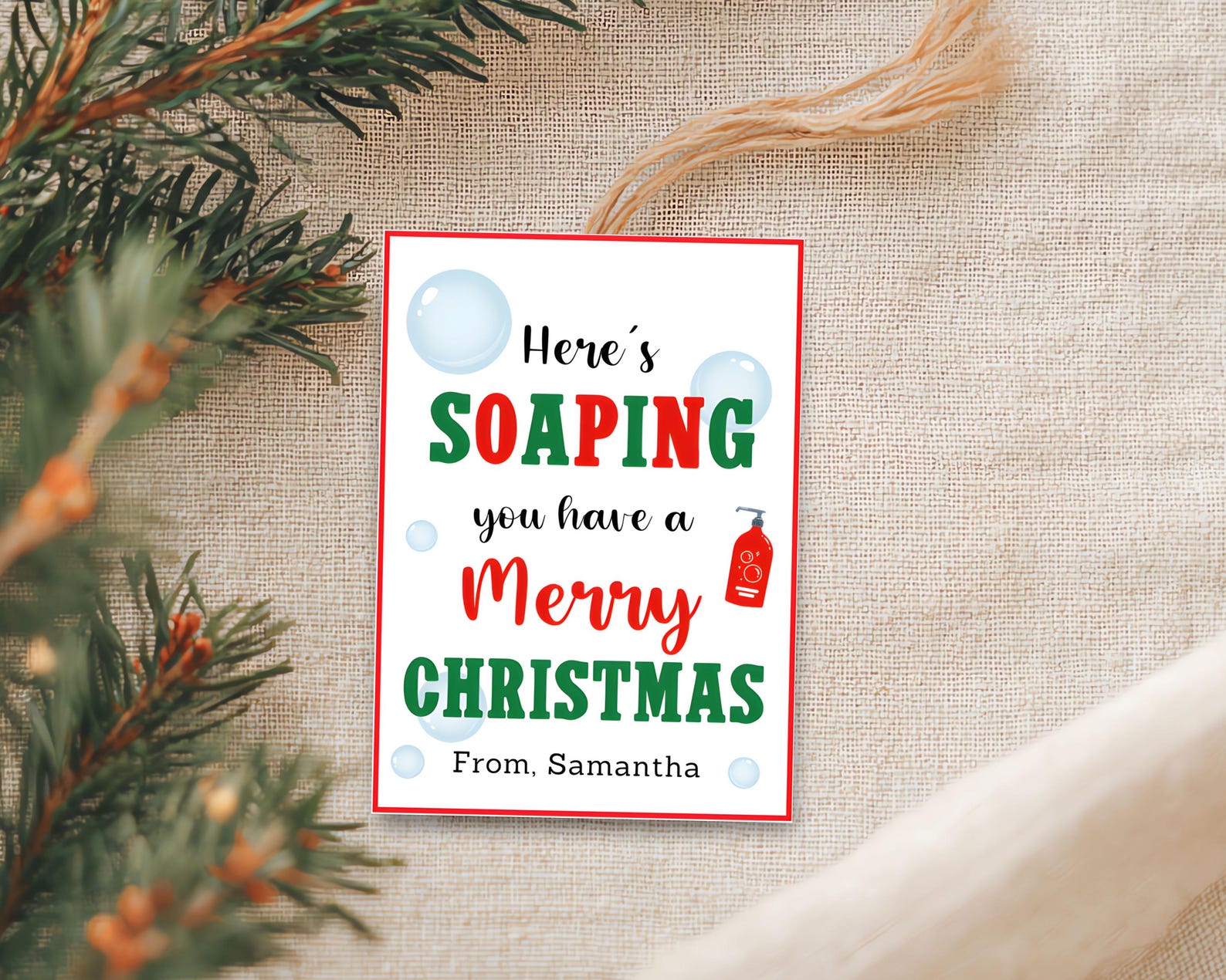 Here's Soaping You Have A Merry Christmas Tag, Editable Christmas Soap ...