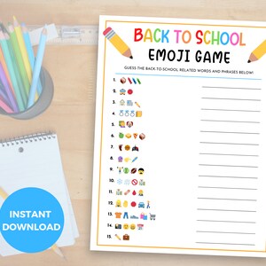Back to School Game, Emoji Game, First Day of School Activity, School ...