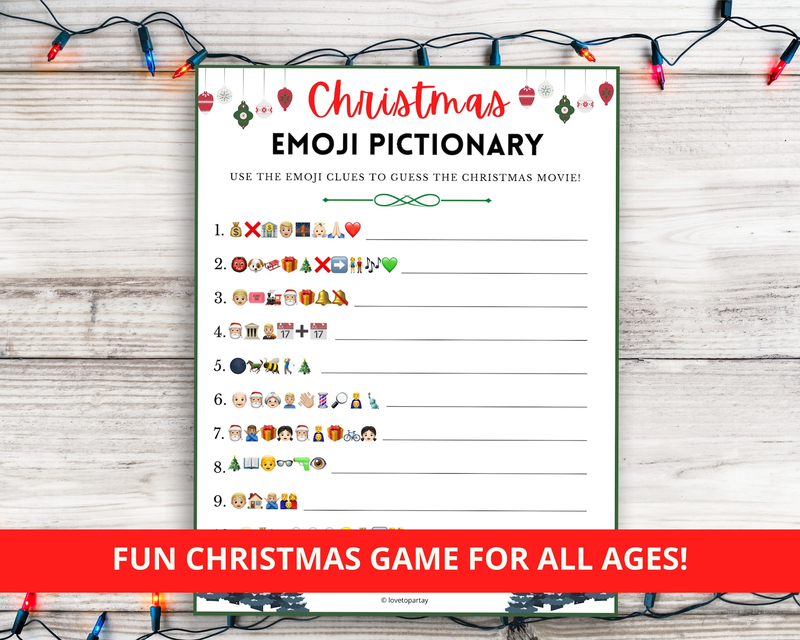 Christmas Movie Emoji Game Printable Christmas Movie Game | Etsy