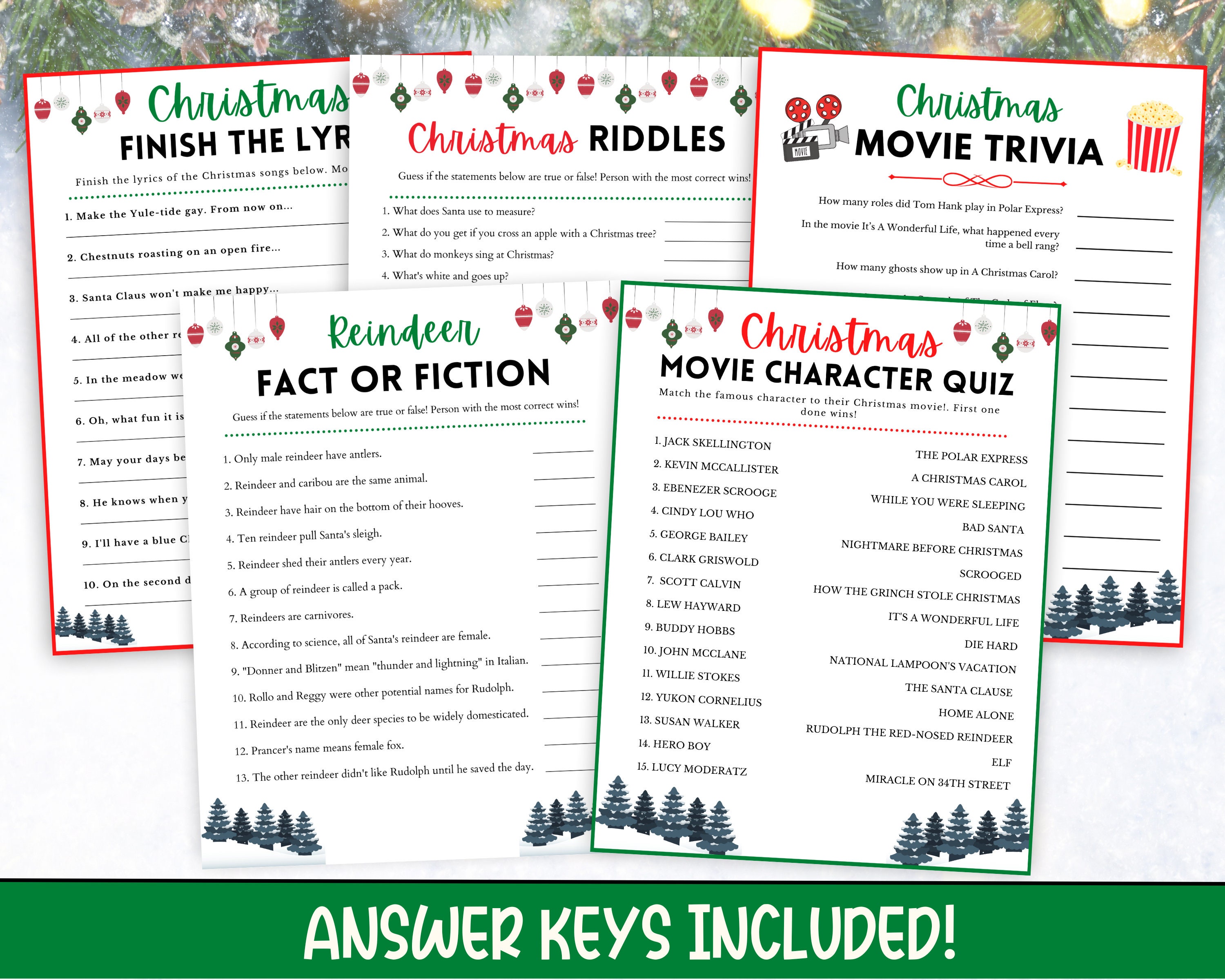 Printable Christmas Party Games 20 Christmas Games Bundle - Etsy