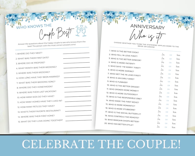 Anniversary Games Bundle, Anniversary Party Games, Wedding Anniversary ...
