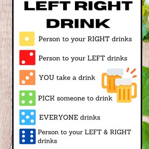Left Right Drink Party Game Drunk Dice Game Drinking Games - Etsy