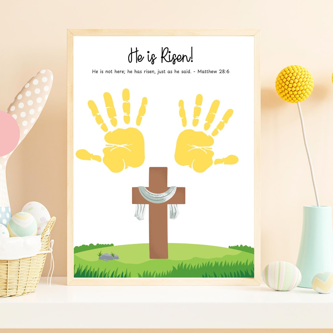 Religious Easter Handprint Craft, Sunday School Toddler Art Craft, He ...
