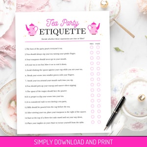 Tea Party Etiquette Game Printable, Tea Party Game Ladies, Tea Party ...