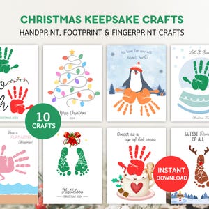 Christmas Handprint Art Bundle, 2024 Christmas Keepsake Crafts, Holiday ...