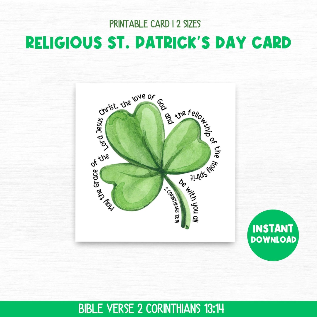 St. Patrick's Day Bible Verse Card, Christian St Patty's Day Treat Tags ...