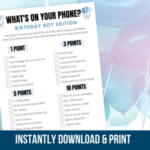 What's on Your Phone Game, Birthday Party Games for Him, Fun Birthday ...