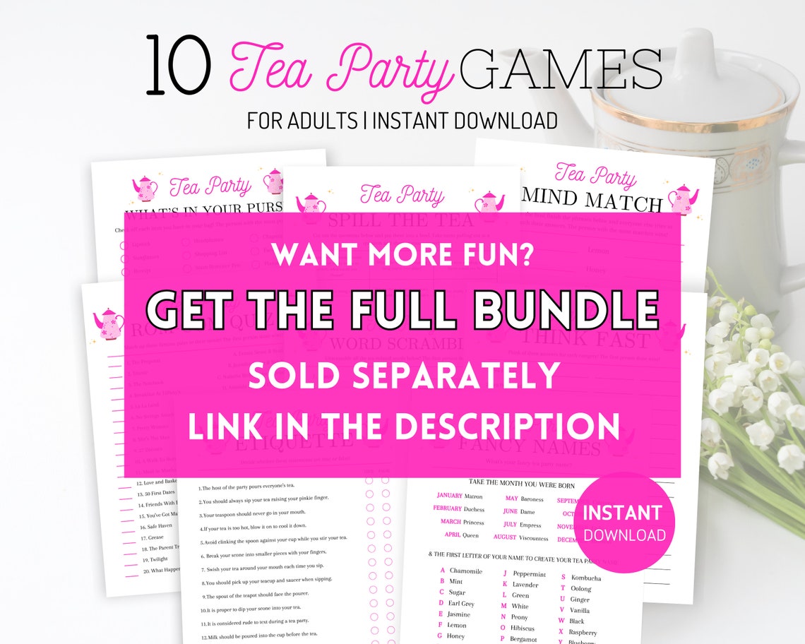 Tea Party Fancy Names, Tea Party Game for Adults, Tea Party Activities ...