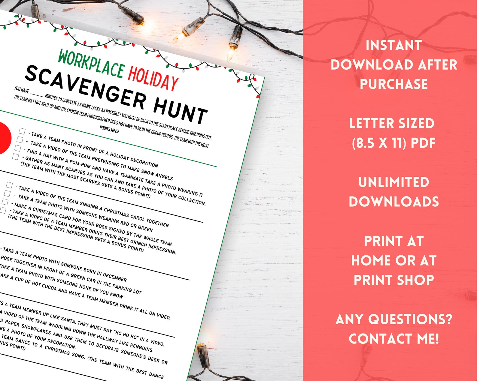 Workplace Holiday Scavenger Hunt Holiday Games for Work - Etsy