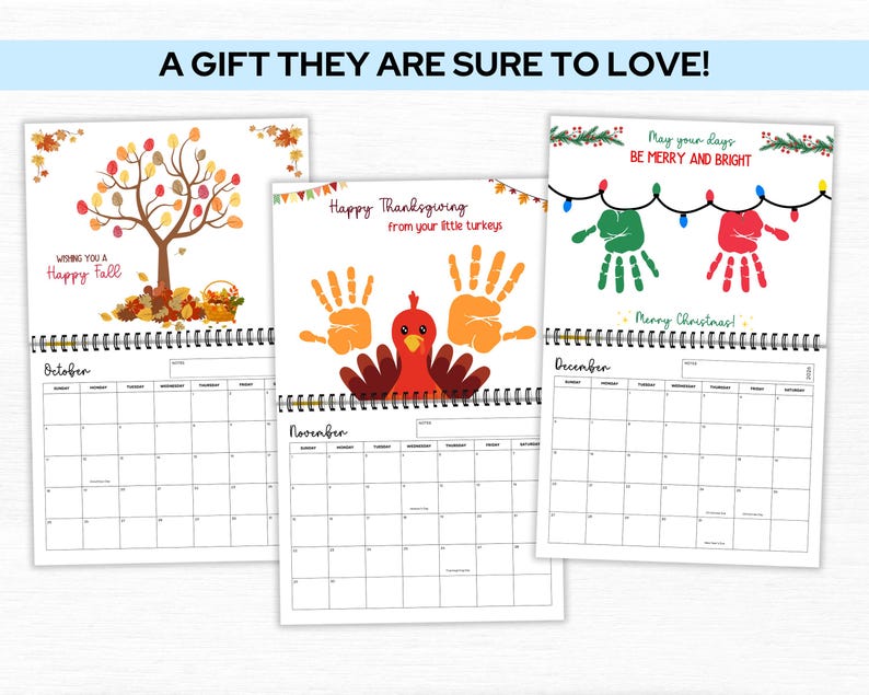 2026 Grandparents Handprint Calendar Craft, Grandma Grandpa Keepsake ...