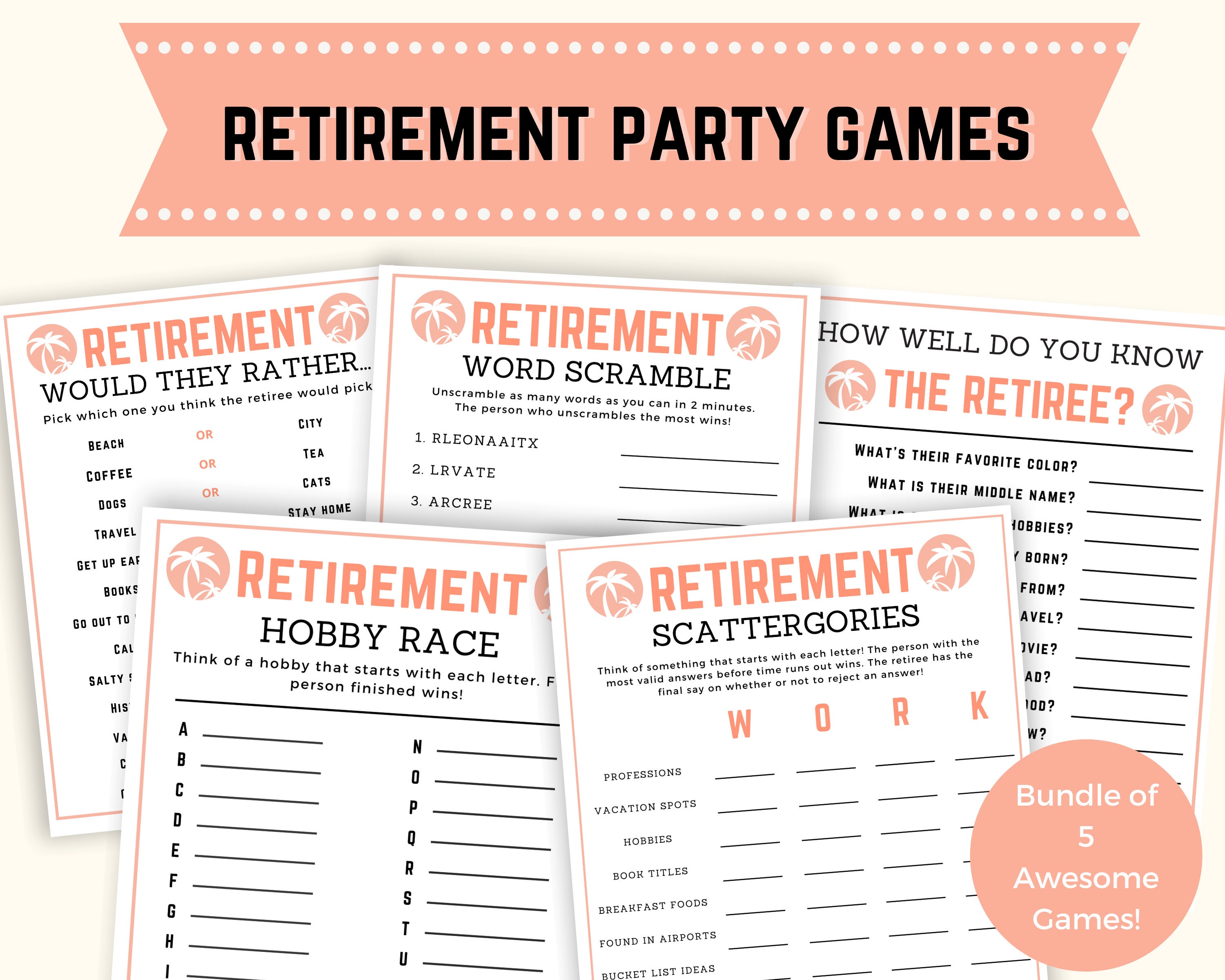 Retirement Party Games Retirement Games Retirement Games - Etsy