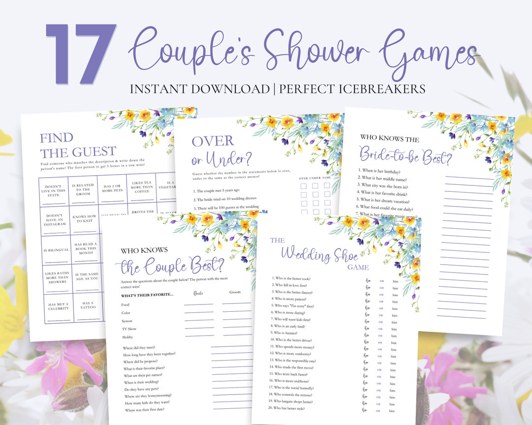 Couples Shower Games Bundle, Couple's Shower Games, Bride and Groom ...