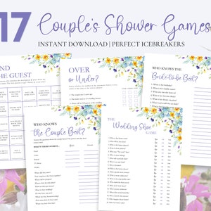 Couples Shower Games Bundle, Couple's Shower Games, Bride and Groom ...