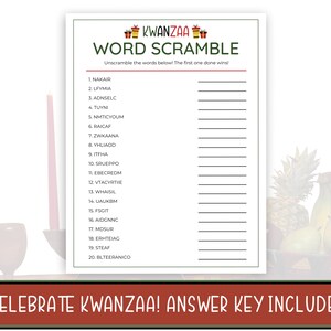 Kwanzaa Game Kwanzaa Word Scramble Printable Kwanzaa Games | Etsy