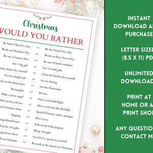 Christmas Would You Rather Game, Christmas Game Printable, Holiday ...