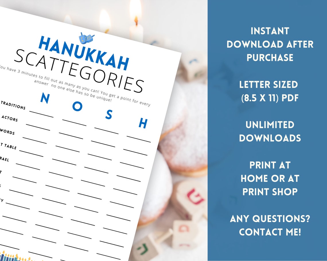 Hanukkah Scattegories Hanukkah Games Chanukah Scattergories | Etsy