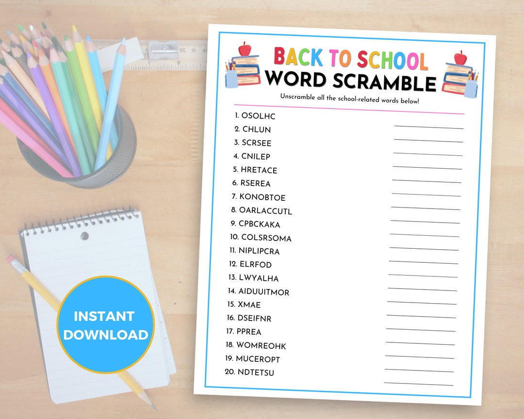 Back to School Word Scramble, Back to School Activity, Back to School ...