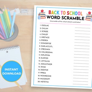 Back to School Word Scramble, Back to School Activity, Back to School ...