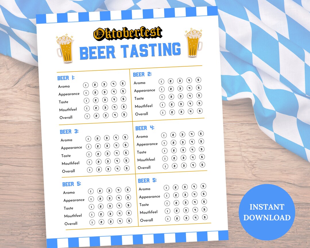 Oktoberfest Beer Tasting Scorecard, Printable Beer Tasting Score Card ...