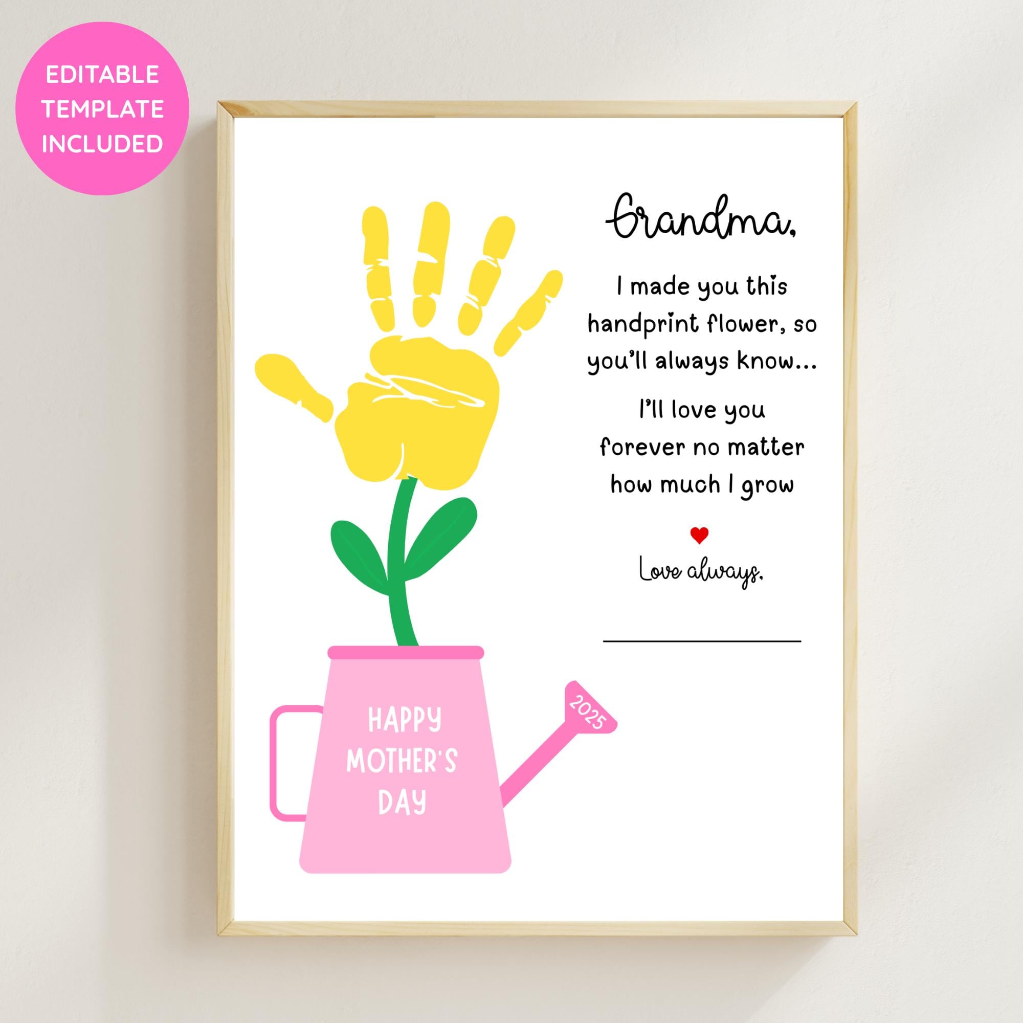 Grandma Mother's Day Handprint Art Craft, Editable Grandma Handprint ...