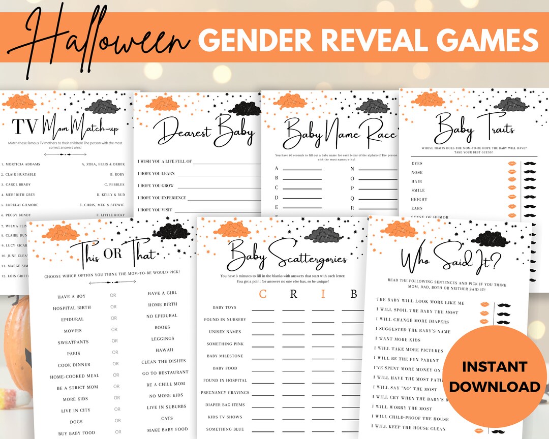 Halloween Gender Reveal Games, Gender Reveal Party Games Halloween ...