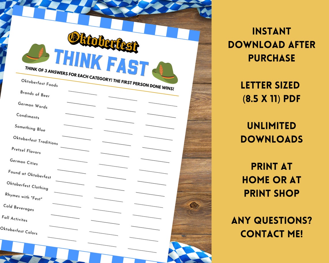 Oktoberfest Games Printable Bundle 5 Oktoberfest Games Beer - Etsy