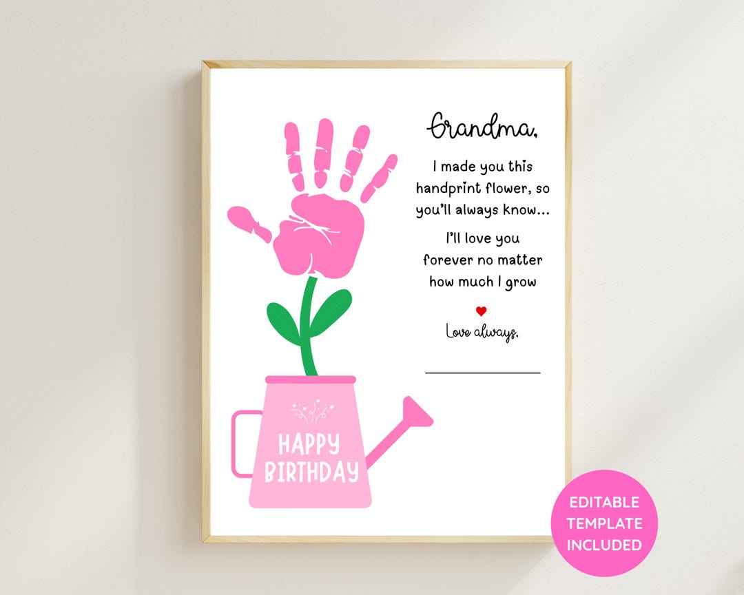 Grandma Birthday Handprint Craft, Grandma Keepsake Gift From Baby ...
