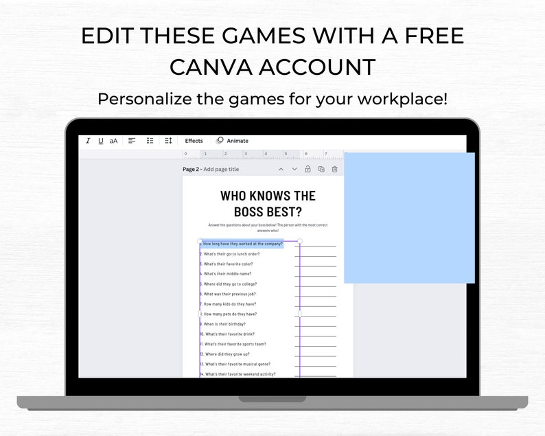 Office Games Bundle Editable Office Party Games Printable - Etsy