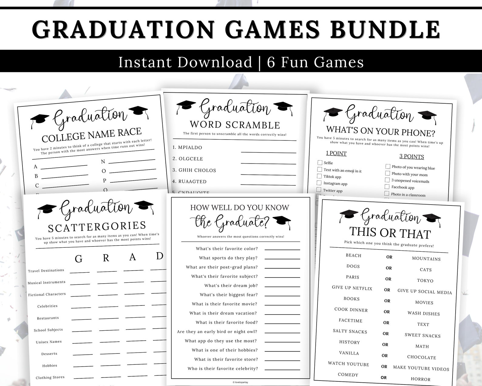 Graduation Party Games Graduation Games Printable Fun - Etsy