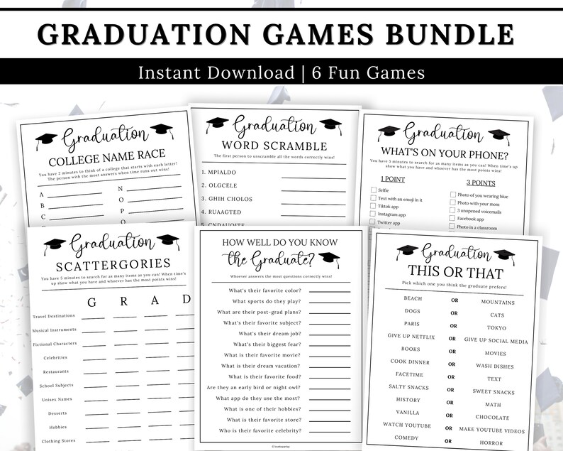 Graduation Party Games Graduation Games Printable Fun - Etsy