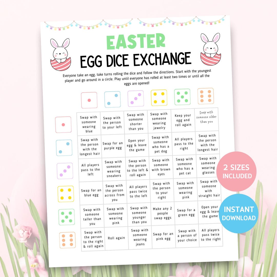 Easter Egg Exchange Dice Game, Easter Egg Swap Party Game for Kids ...