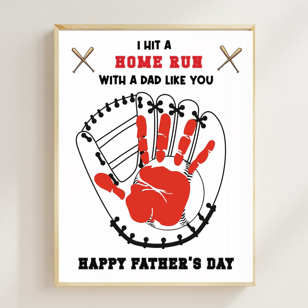Baseball Father's Day Handprint Art Craft, DIY Keepsake Craft Baby ...