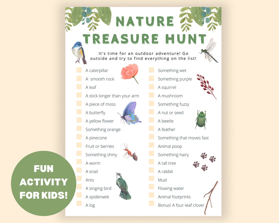 Nature Activities for Kids, Outdoor Scavenger Hunt, Childrens Party ...