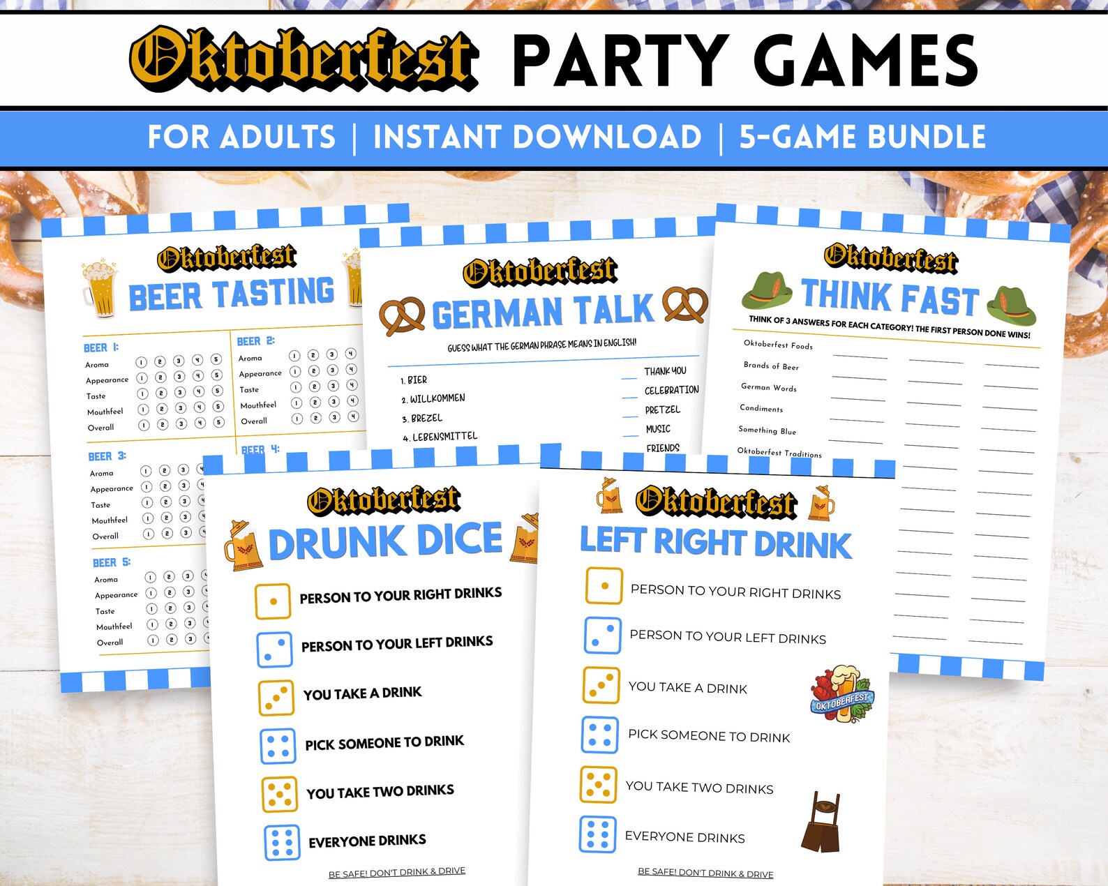 Oktoberfest Games Bundle Printable Oktoberfest Games Beer - Etsy