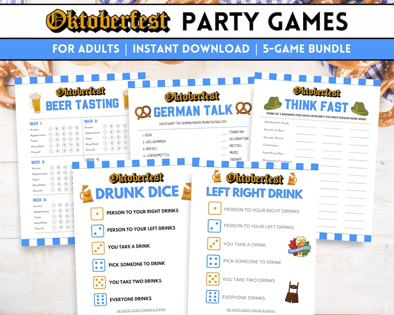 Oktoberfest Games Bundle Printable Oktoberfest Games Beer - Etsy
