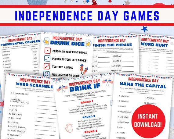 Independence Day Games Independence Day Game Bundle | Etsy UK